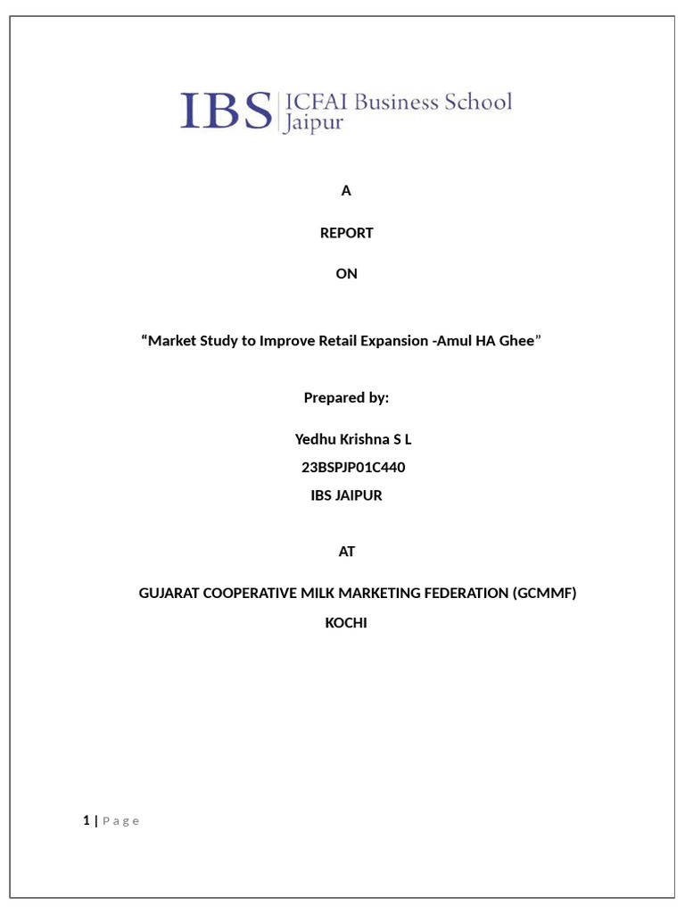 Yedhu - SIP Final Report Mup Ghee | PDF | Brand | Marketing