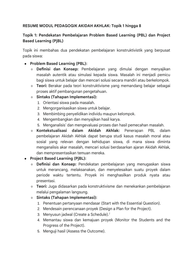 Resume Modul Pedagogik 1-8 | PDF