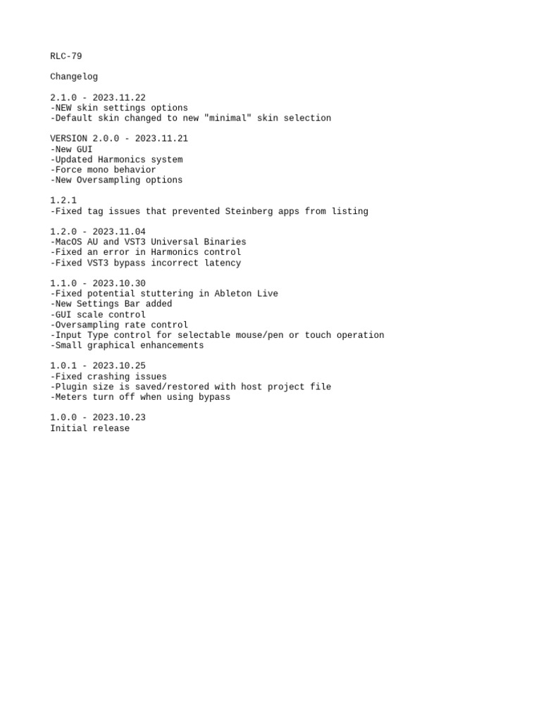 RLC-79-changelog | PDF