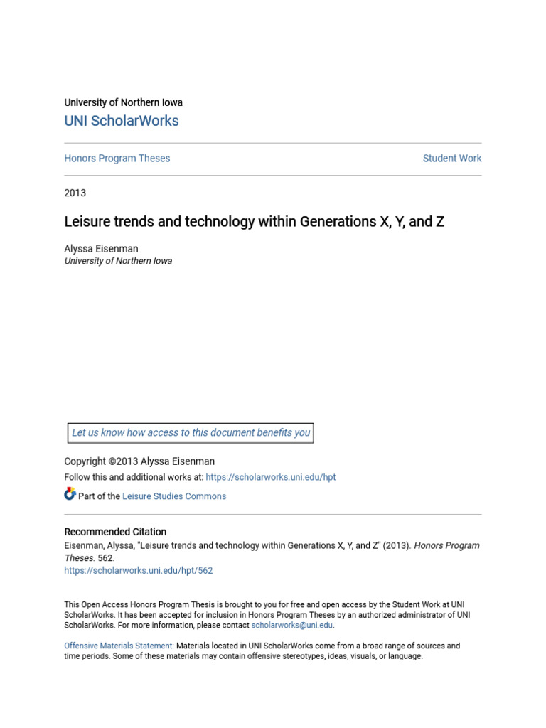Leisure Trends and Technology Within Generations X Y and Z | PDF ...