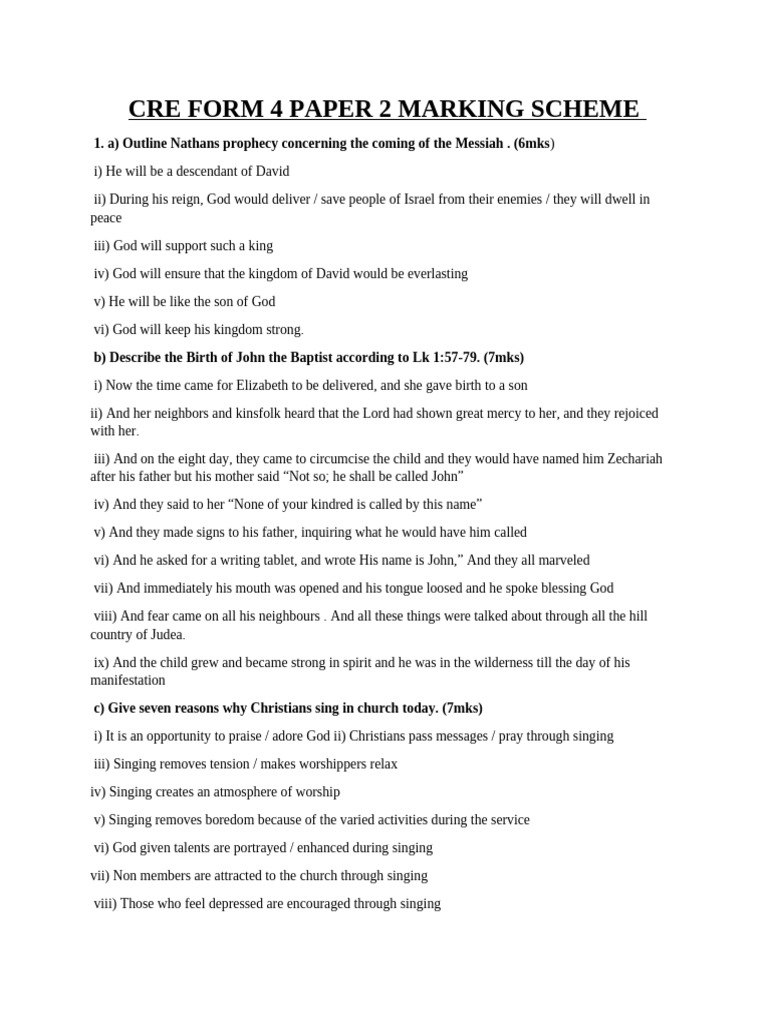 CRE F4 PP2 MS Teacher - Co - .Ke | PDF | Jesus | Employment