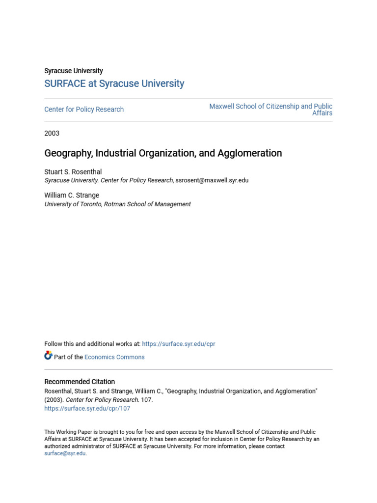 Rosenthal - 2003 - Geography, Industrial Organization, and ...
