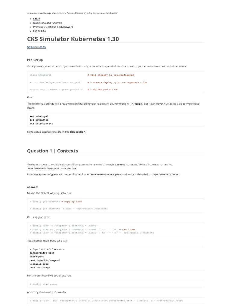 Killer Shell - Exam Simulators 1.30 | PDF | Superuser | Software