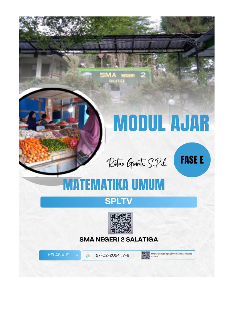Modul Ajar Matematika - Modul Ajar Spltv-Fase e - Fase e - 9lj1q01jav | PDF