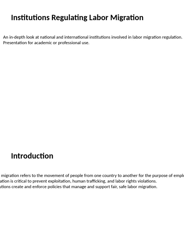 Regulating Labor Migration: Key Institutions | PDF | Migrant Worker ...