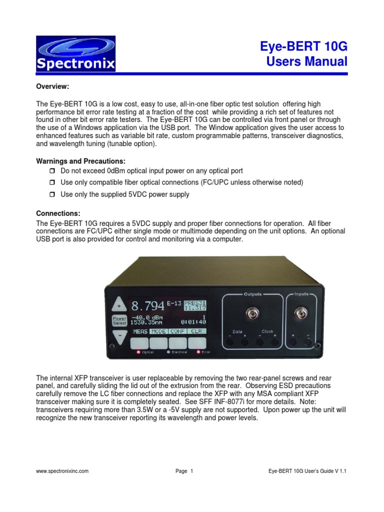 Eye-BERT 10G Users Manual | PDF | Installation (Computer Programs ...