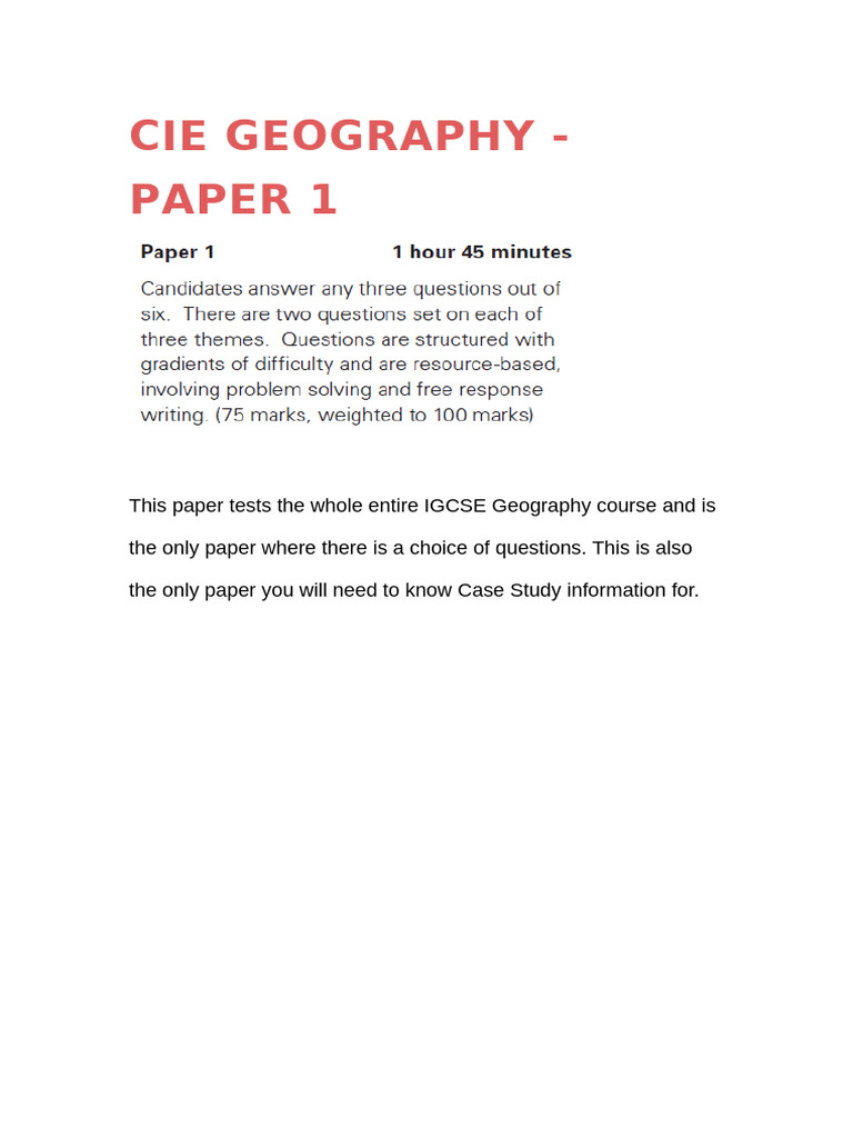 IGCSE Geography examination tips | PDF