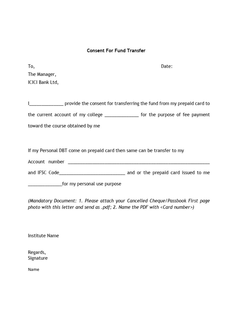 Fund Transfer Consent Form Instructions | PDF