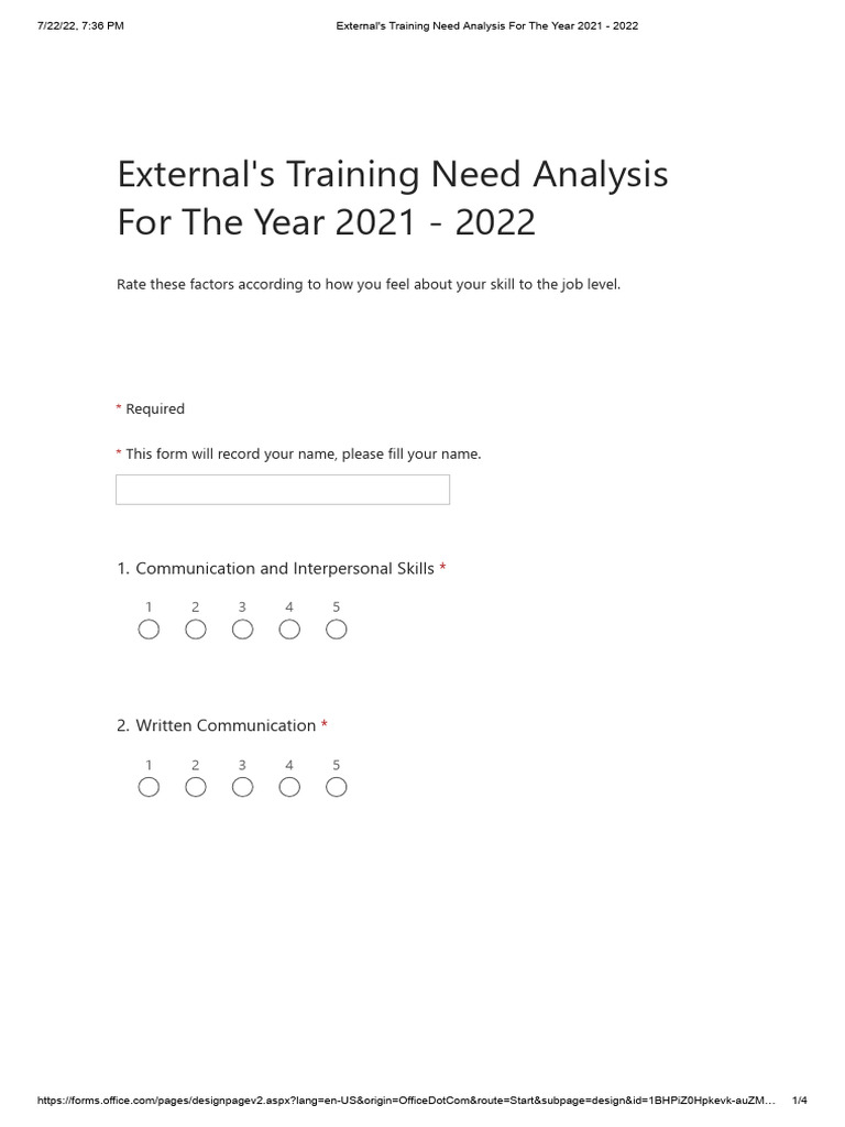 External's Training Need Analysis For The Year 2021 - 2022 | PDF | Communication | Behavior ...