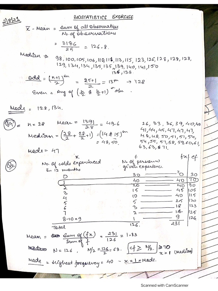 Biostatistics Answer | PDF
