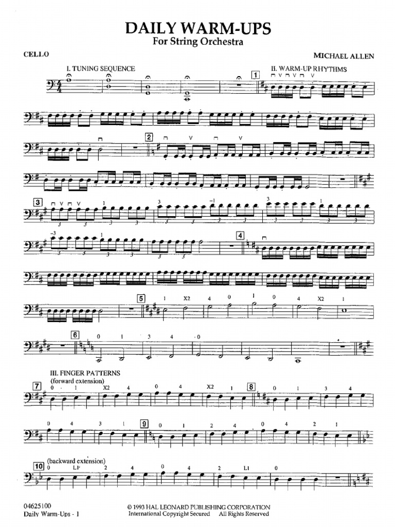 Daily Warm-Ups For String Orchestra - Cello | PDF