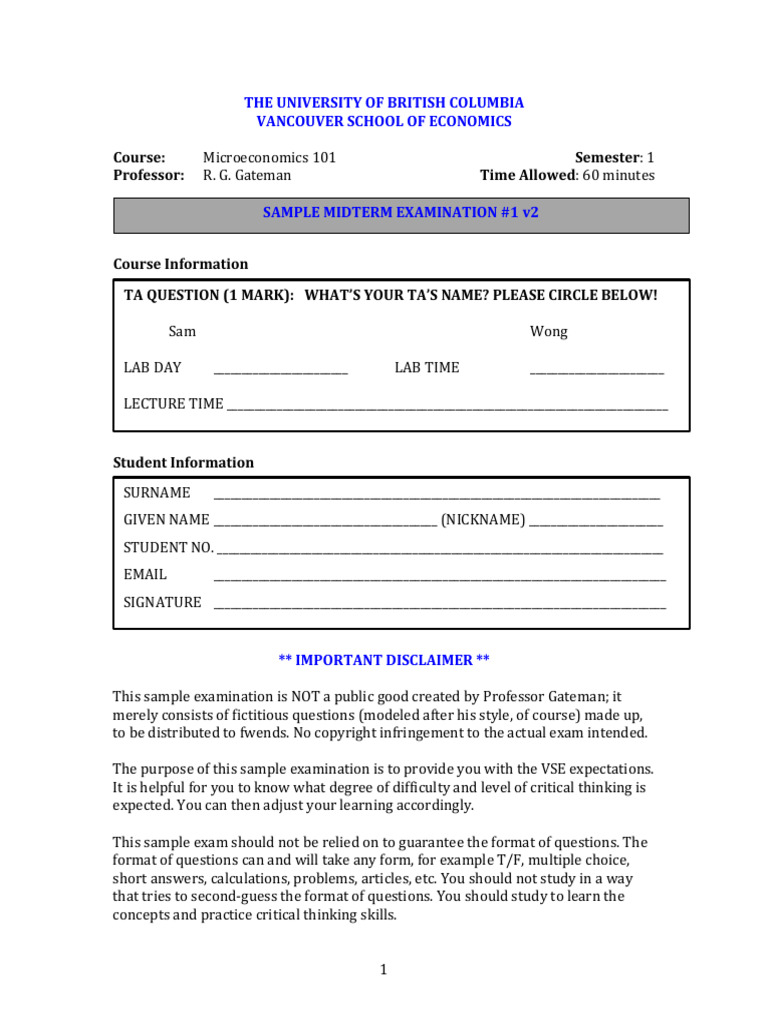 ECON 101 Gateman Sample Midterm 1 v2 PDF | PDF | I Phone | Apple Inc.
