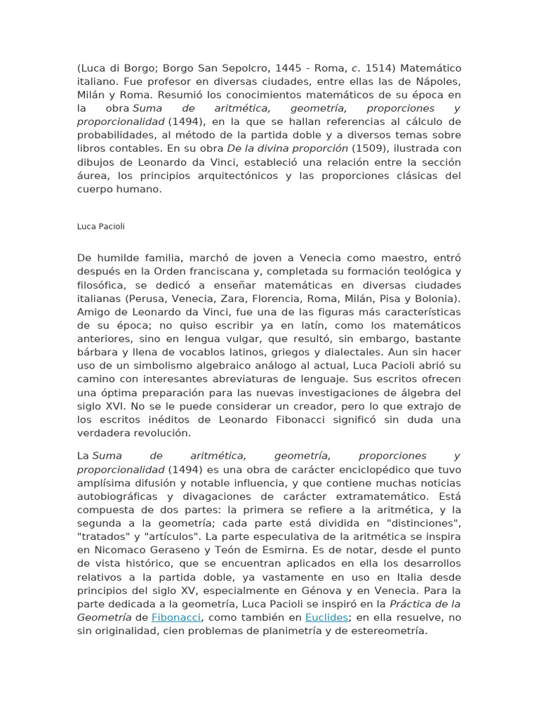 Luca Di Borgo | PDF | Leonardo Da Vinci | Renacimiento