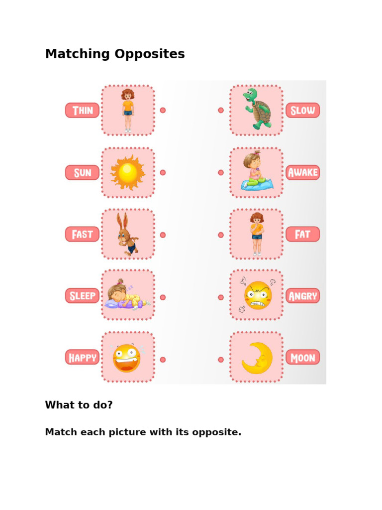 Matching Opposites II Eng Literacy Puzzle | PDF