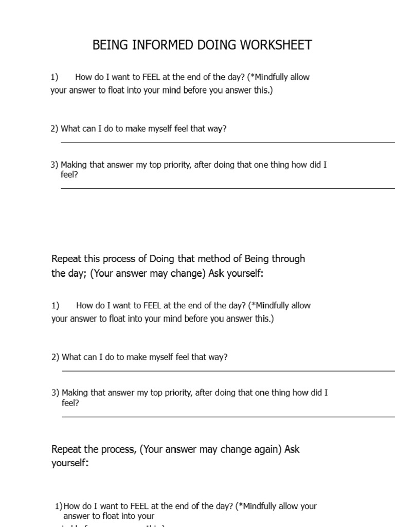 Being Informed Doing Worksheet | PDF