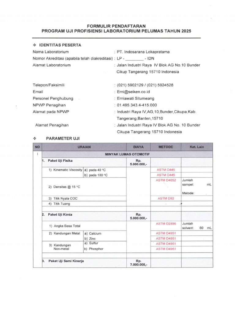 Formulir Pendaftaran UP 2025 | PDF