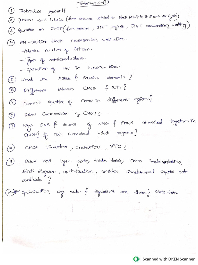 Analog Circuit Design Interview Qs | PDF
