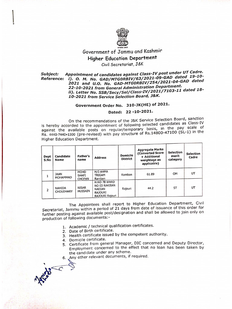 Order No. 310 Apportionment of Class-Iv | PDF