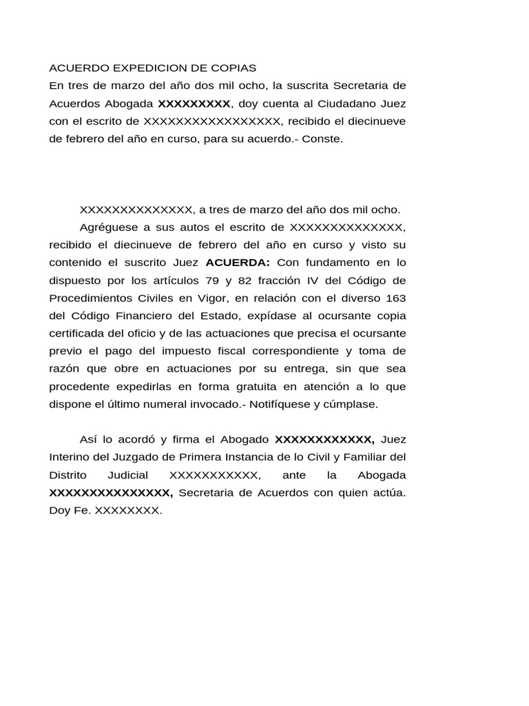 Acuerdo Expedicion de Copias | PDF