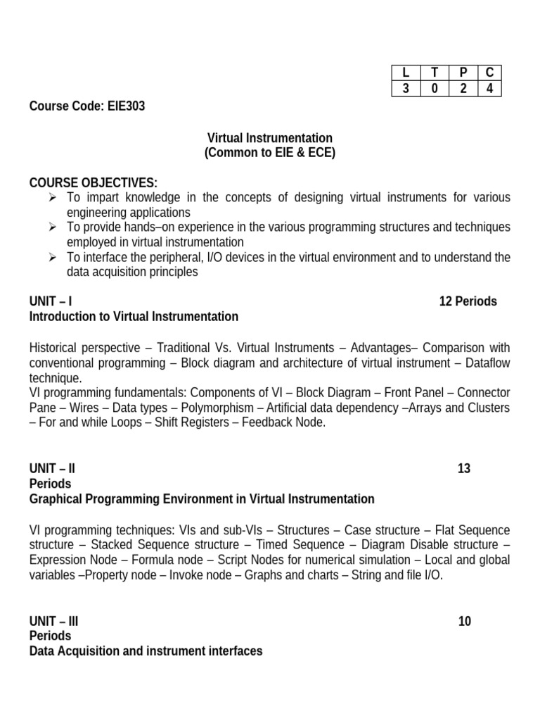 Virtual Instrumentation Course Overview | PDF | Data Acquisition ...