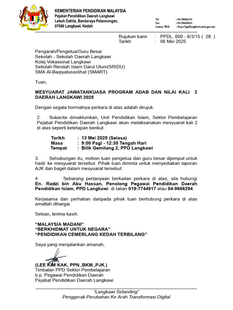 Mesyuarat Jawatankuasa Program Adab Dan Nilai Kali 2 | PDF