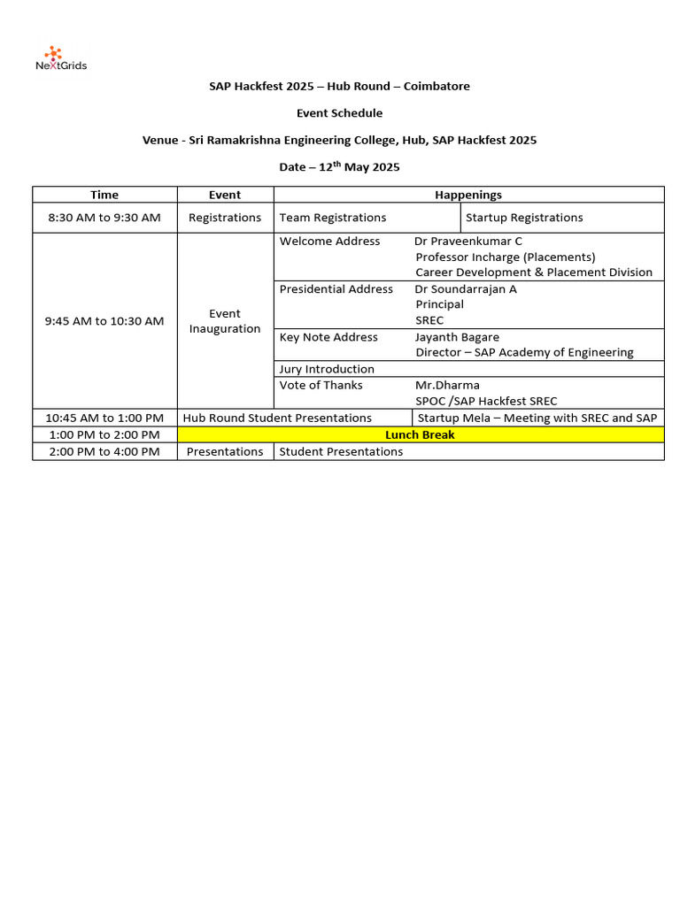 SAP Hackfest 2025 Hub Round Agenda | PDF