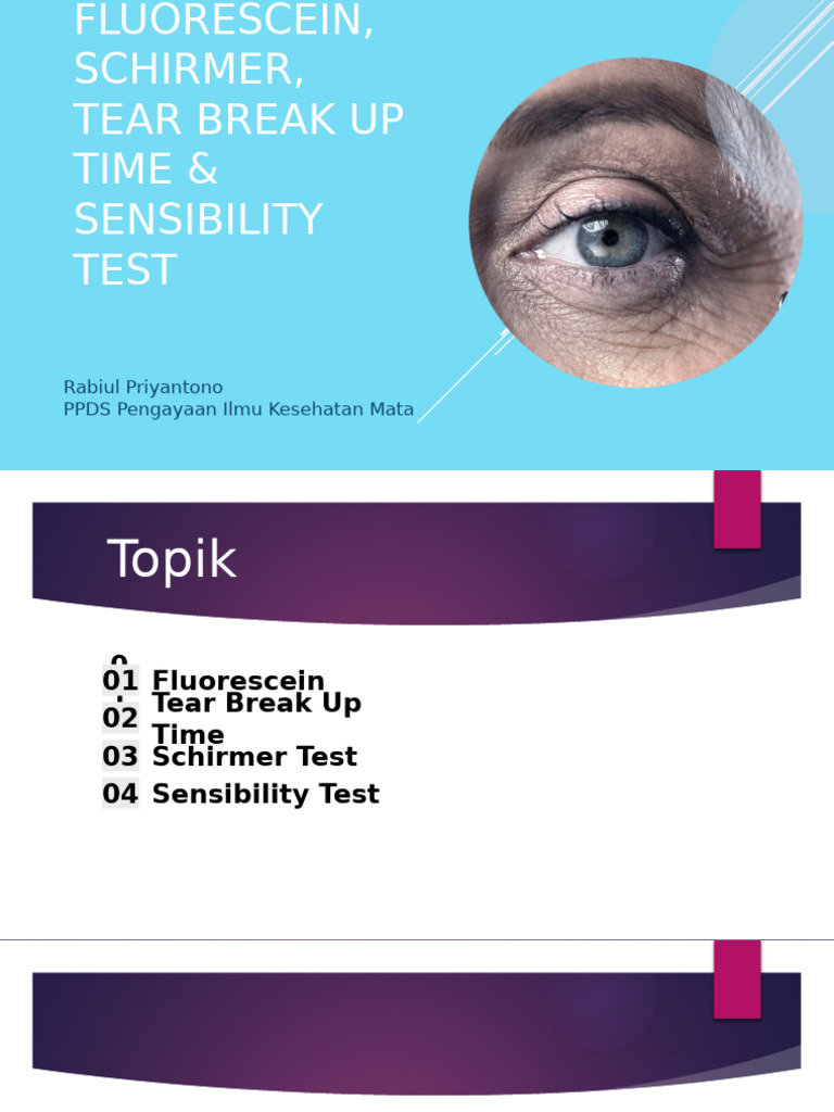 Skills Lab Test Fluorescein, Schimer Test 2 | PDF | Eye | Human Eye