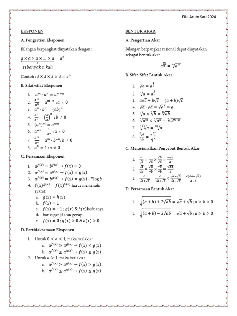 Eksponensial Dan Bentuk Akar | PDF