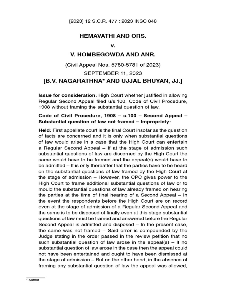 Hemavati and Ors V Hombegowda and Anr | PDF | Appeal | Lawsuit