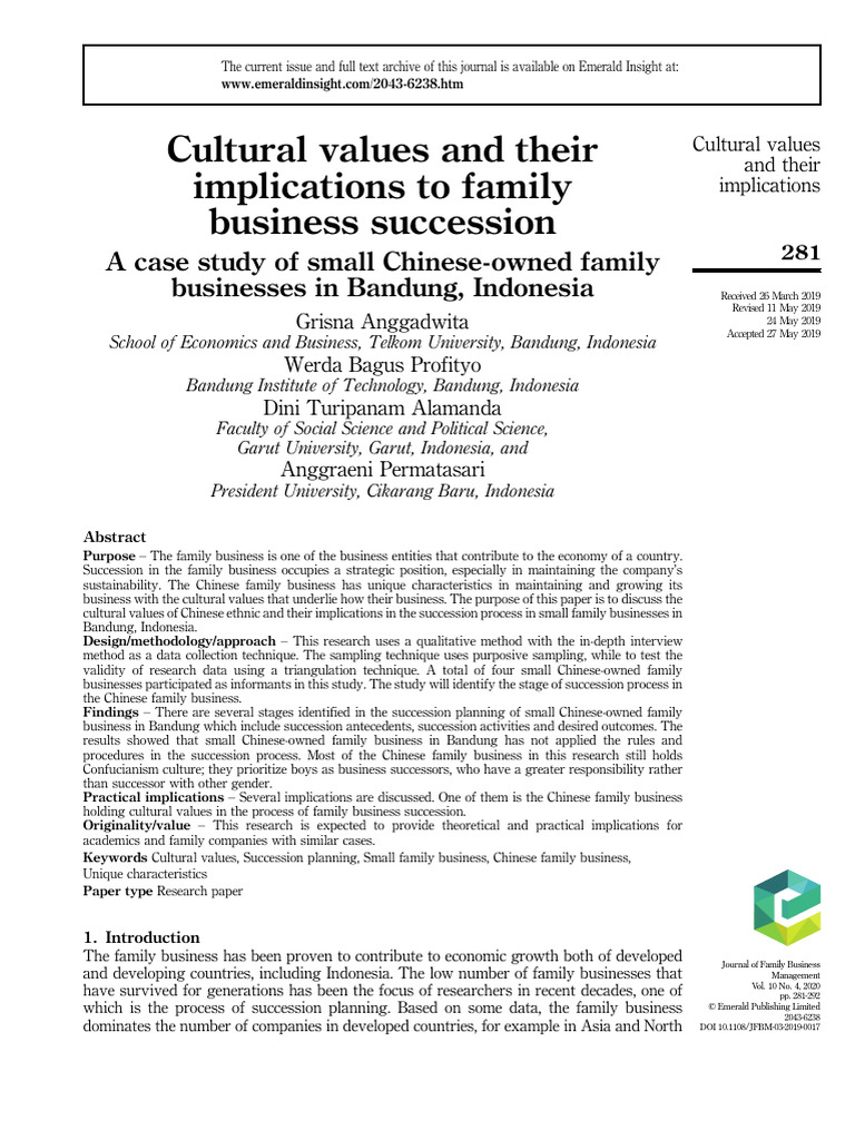 Cultural Values and Their | PDF | Family | Leadership