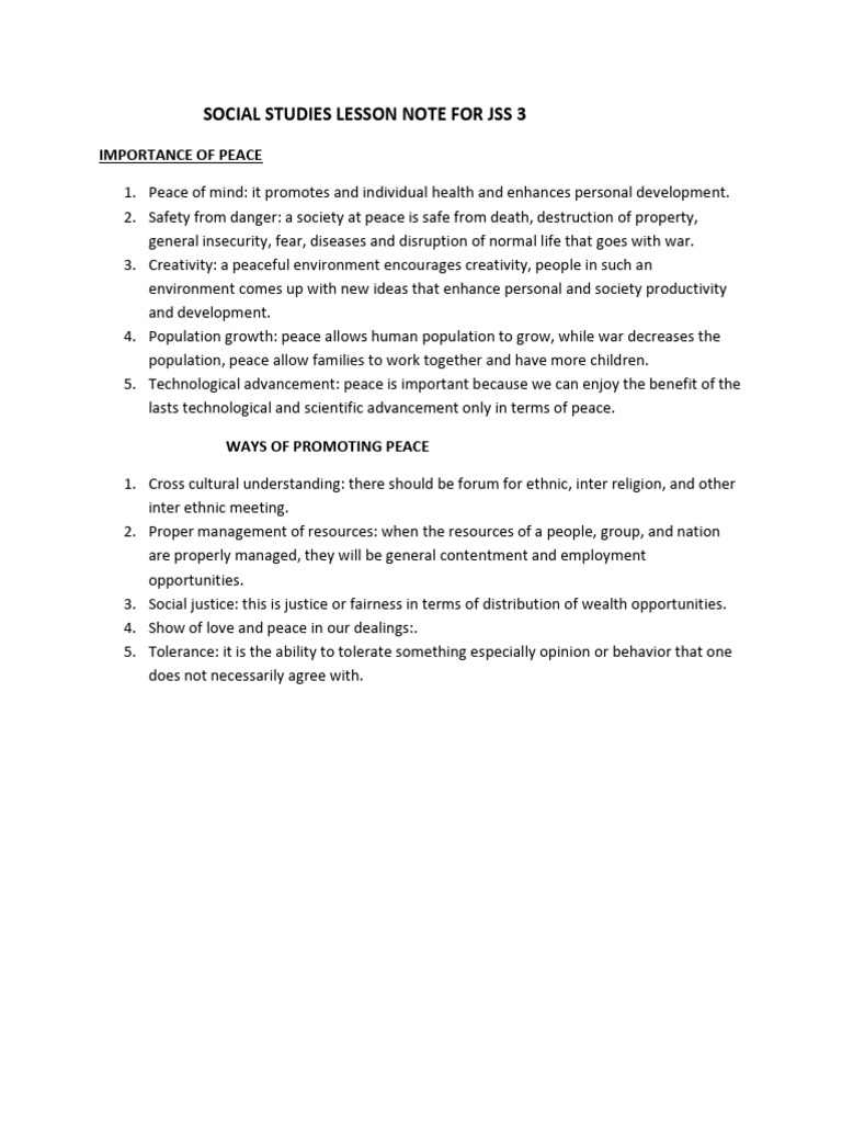 3048 - Social Studies Lesson Note For JSS 3 | PDF
