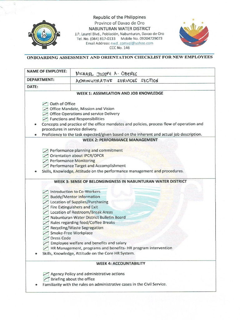 Onboarding checklist | PDF