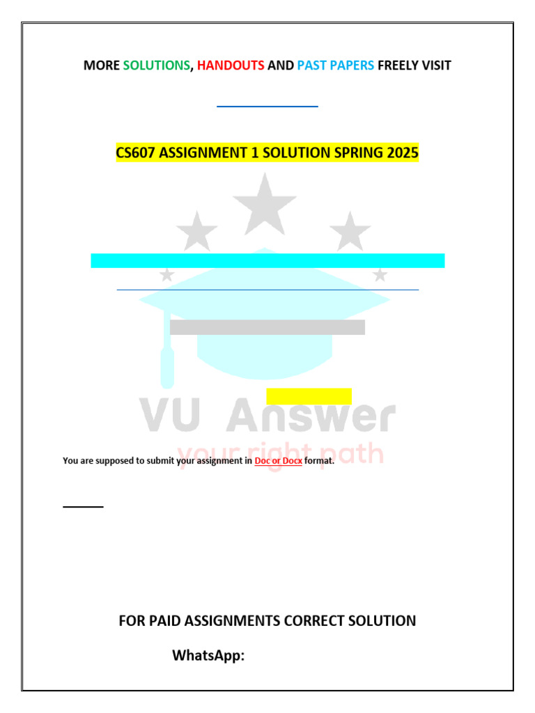 CS607 Assignment 1 Correct Solution Spring 2025 | PDF | Computer Programming | Computational ...