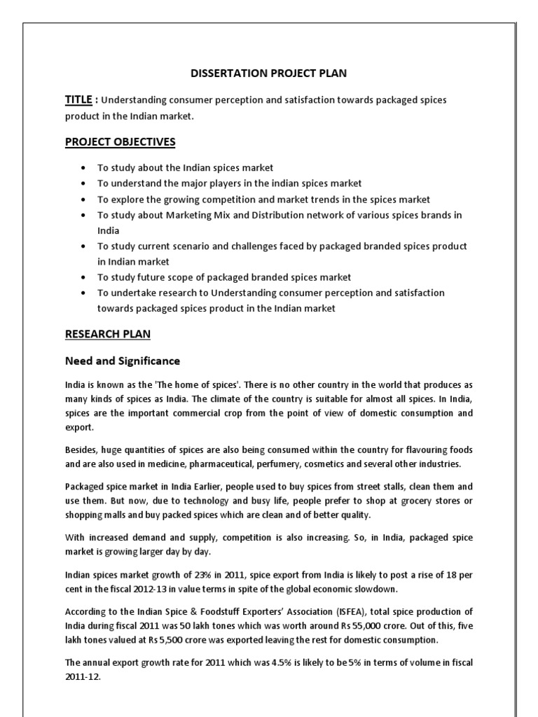 Dissertation Project Plan Title:: Understanding Consumer Perception and ...