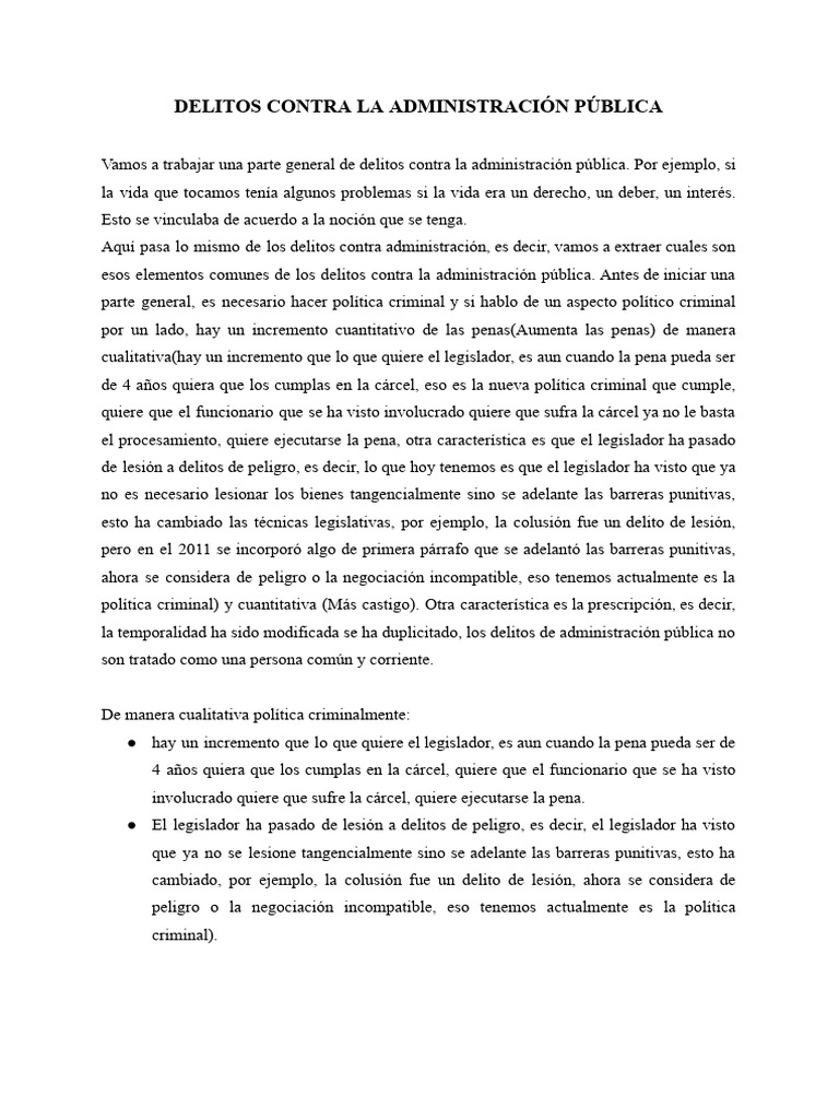 Delitos Contra La Administracion Publica | PDF | Administración Pública | Estado (política)
