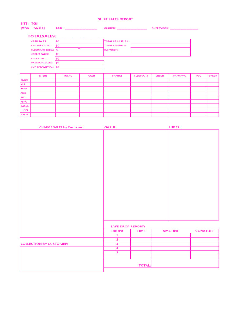 Shift Sales Report | PDF