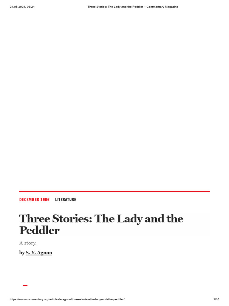 Three Stories - The Lady and The Peddler - Commentary Magazine | PDF