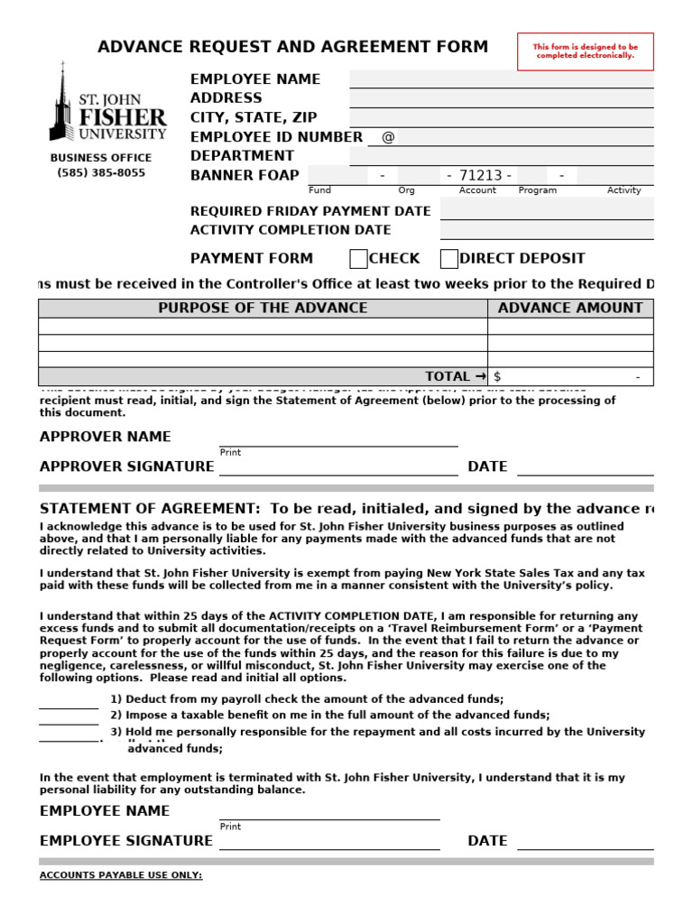 Advance Request Form | PDF | Taxes | Payments