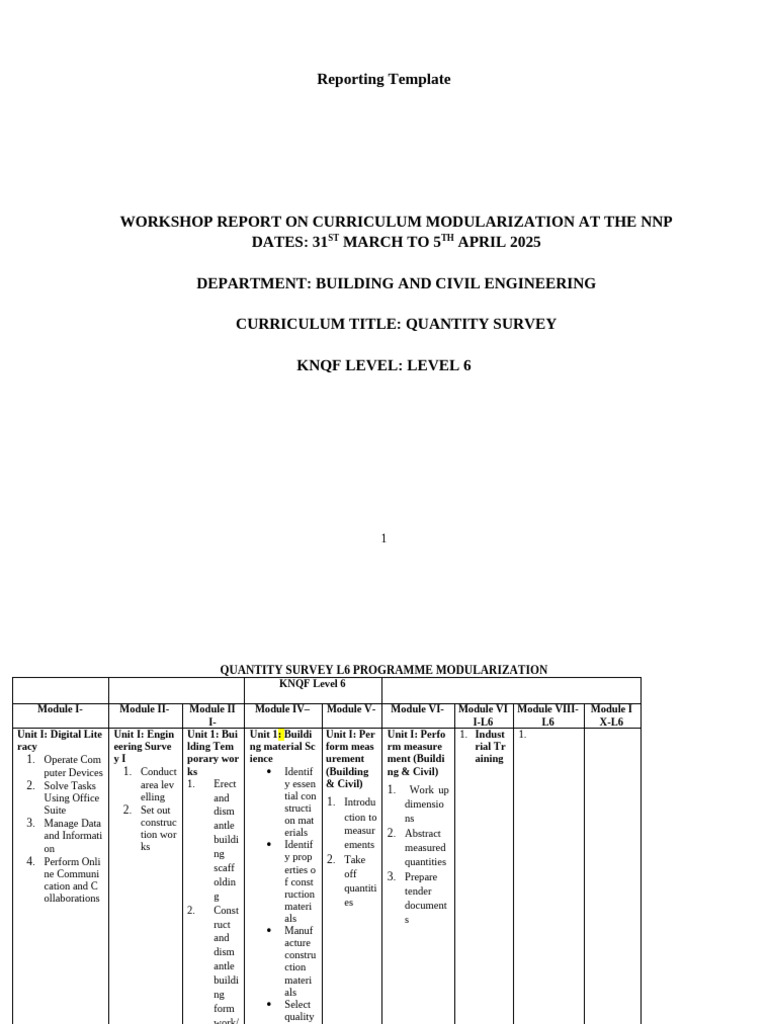 Quantity Survey Modularization Final Report | PDF | Engineering