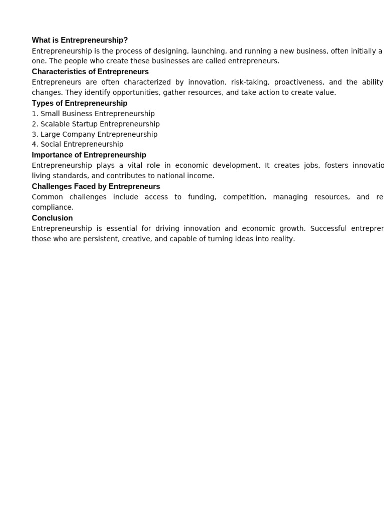 Entrepreneurship Basics | PDF