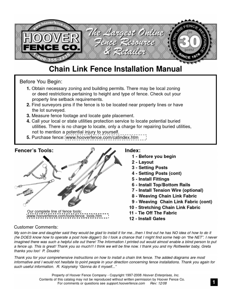 Chain Link Fence Installation Manual: Before You Begin | Download Free ...