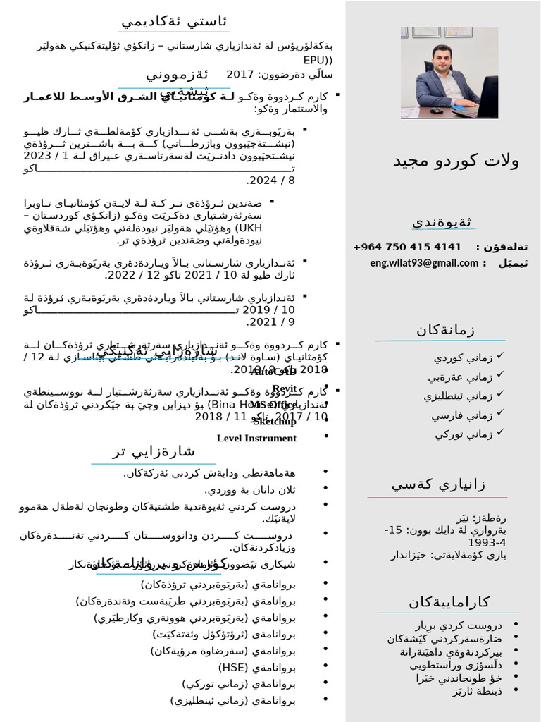 Wllat Kurdo CV Kurdish | PDF