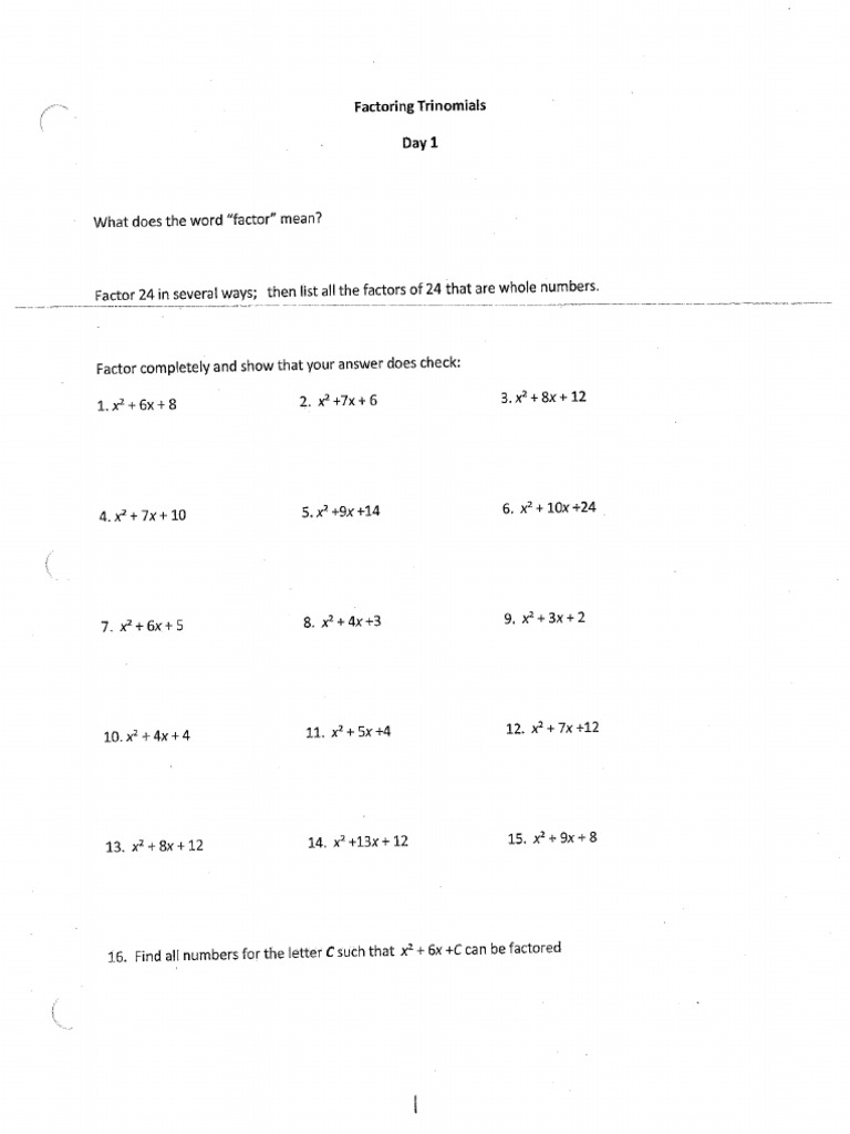Factoring Packet | PDF