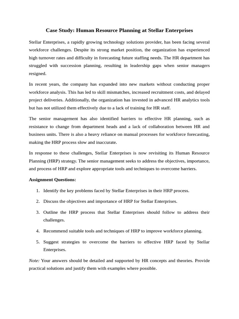 HR Planning Challenges at Stellar Enterprises | PDF