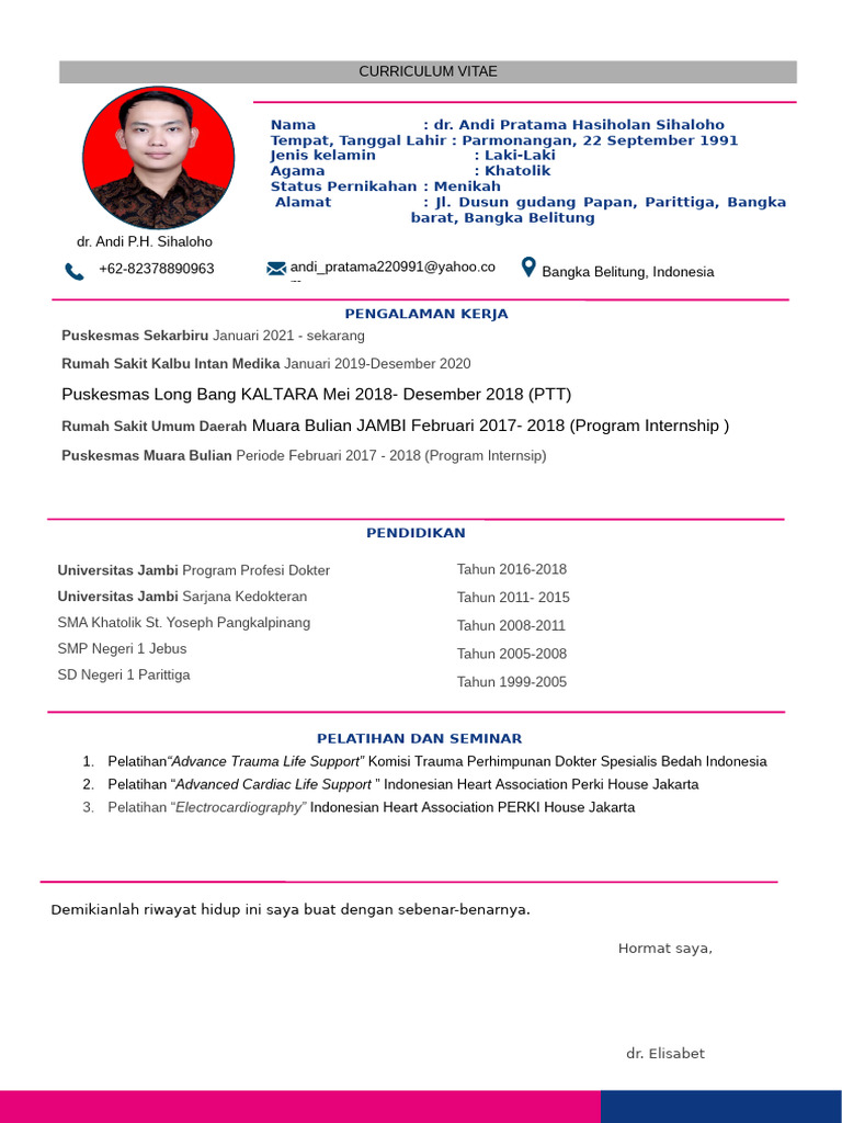 CV Dokter Umum Andi | PDF