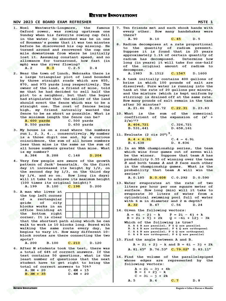 MSTE 1-20 (1) | PDF | Circle | Odds