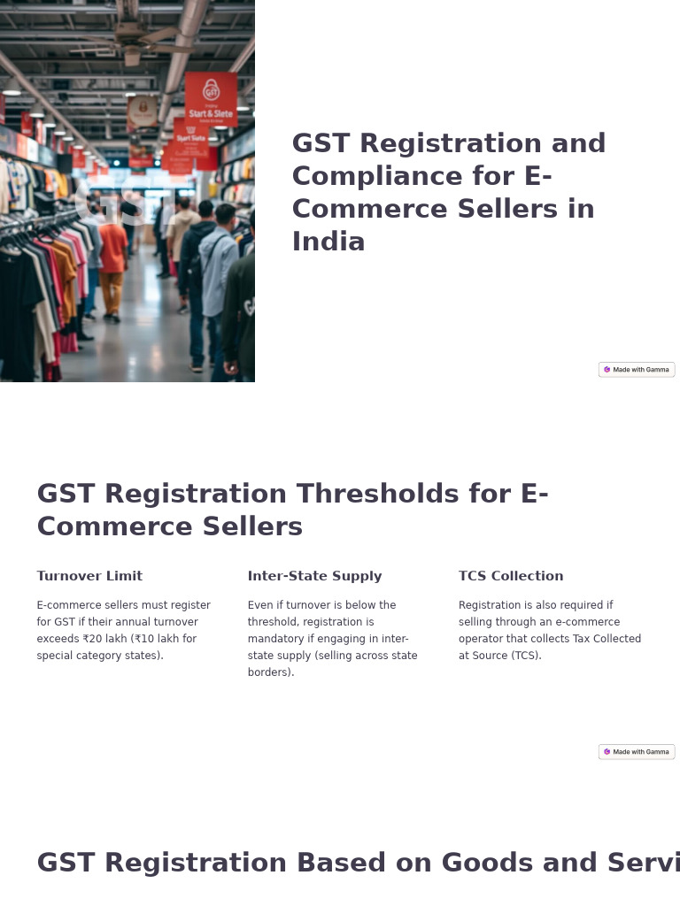 GST Registration and Compliance For E Commerce Sellers in India | PDF | Taxation | Payments