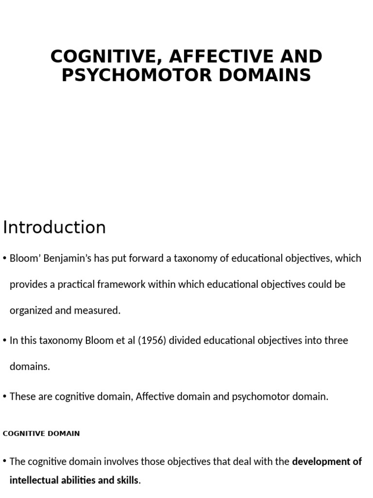 Edu 310 - Cognitive, Affective and Psychomotor Domains-1 | PDF ...