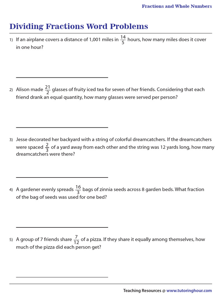 Dividing Fractions-Whole-Numbers Words Problem | PDF | Hot Drinks | Tea