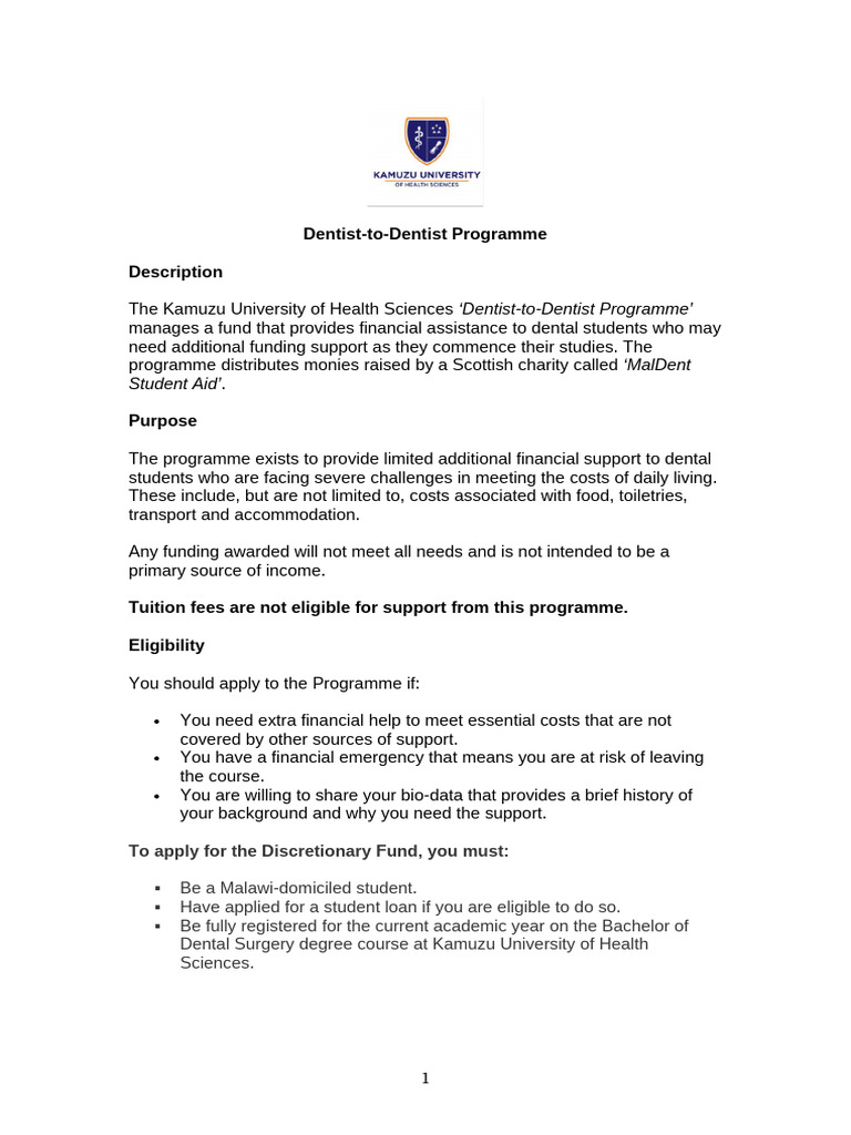 Dentist To Dentist Scheme | PDF | Student Financial Aid In The United ...